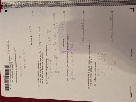 Cie 0580 Mathematics Igcse Paper 42 May June 2015 Answers