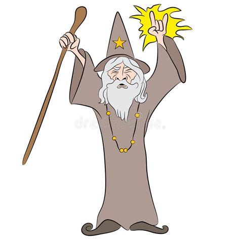 Cartoon Wizard Casting Spell Stock Vector Illustration Of Magician