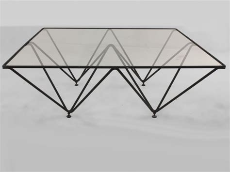 Architectural Iron Base Glass Top Coffee Table