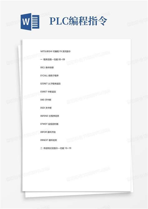 plc编程指令word模板下载 编号qraxnebm 熊猫办公