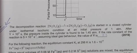 The Decomposition Reaction 2 N2 O5 G Δ 2 N2 O4 G O2 G Is Started