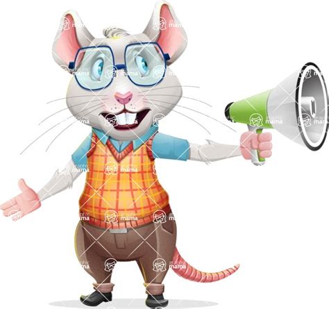 Smart Mouse With Glasses Cartoon Vector Character Holding A
