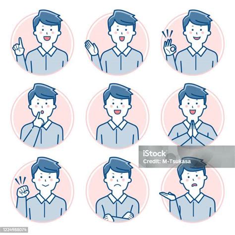 男教師表示式圓圈圖示集 1 兩種顏色向量圖形及更多上半身像圖片 上半身像 人 人手 Istock