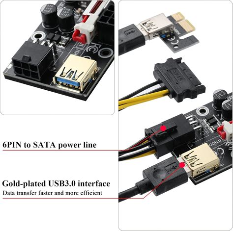 Mzhou 6 Pack V014 Max Pcie Riser Card Gpu Riser Card With 11 Solid Capacitors Riser Card