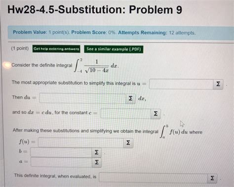 Solved Hw Substitution Problem Problem Value Chegg