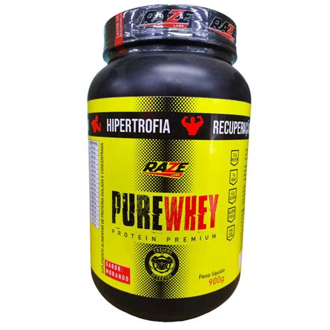 Pure Whey Isolado 900g Morango Raze Labs Brasil