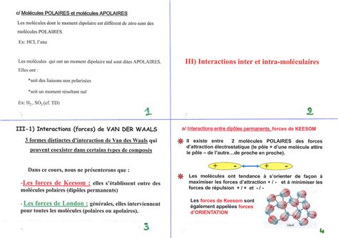 Rappels de cours interaction inter et intramol Ãculaires Atomes et