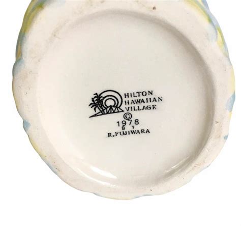 Vintage 70s Set Of Two Hand Crafted Hilton Hawaiian Village Ceramic