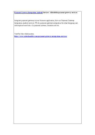 PPT Payment Gateway Integration Android Services Affordable Payment