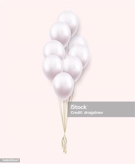 3d 현실적인 흰색 생일 축하 풍선 파티와 축하를 위해 비행 초대장에 대한 스톡 벡터 아트 및 기타 이미지 초대장 풍선 흰색 Istock