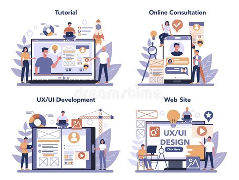 UX UI Designer Online Service Or Platform Set App Interface Stock