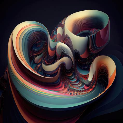 Generative Ai로 만든 초현실적인 모양을 형성하는 3d 곡선 배경의 추상 미술 프리미엄 사진