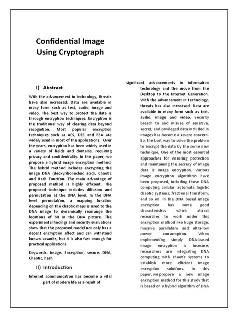 Confidential Image Using Cryptograph Pdf Cryptography Encryption
