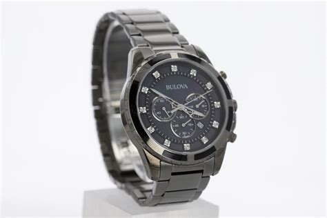 Bulova Classic Black Dial Diamond Accent Quartz Stainless Steel Men S Wristwatch