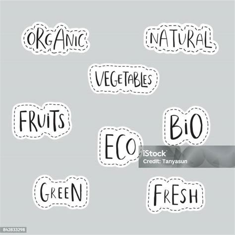 向量生態 生物標誌或標誌素食主義者健康食品的徽章標記向量圖形及更多一組物體圖片 一組物體 信 文件 健保和醫療 Istock