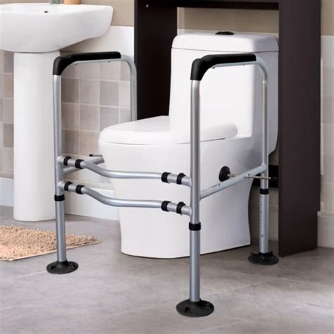 Heavy Duty Toilet Safety Rail Adjustable Non Slip Handles Lbs Silver Black Walmart