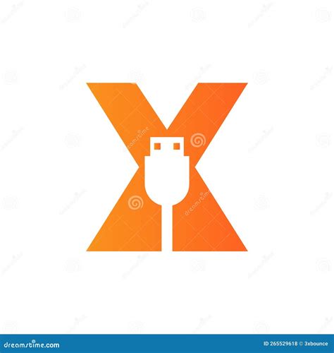 Initial Letter X Usb Symbol Design Computer Connection Usb Cable Icon