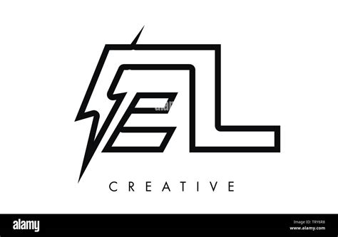 EL Letter Logo Design With Lighting Thunder Bolt. Electric Bolt Letter ...