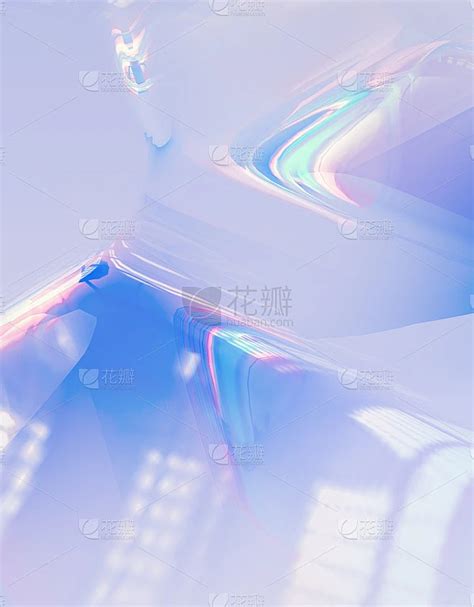 3d渲染材料全息梯度，现代艺术海报模板，彩色焦散效果玻璃3d渲染素材 花瓣网