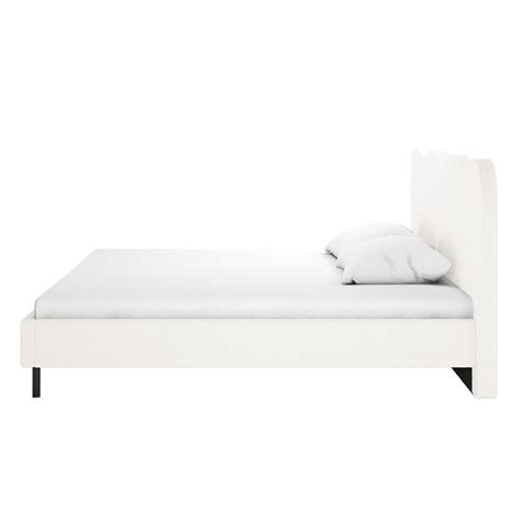 Kaylie King Boucle Fabric Bed Frame In Cream White Luxo Living