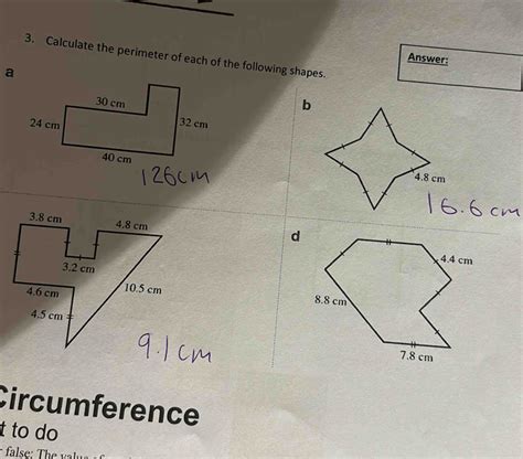 Solved Calculate The Perimeter Of Each Of The Following Shapes Answer