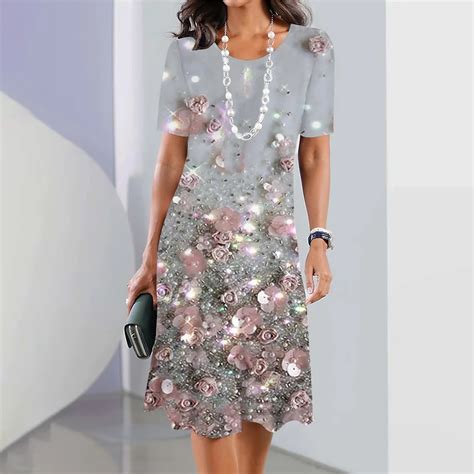 3d Flower Print Women Dress Summer Plus Size Clothing Casual Loose