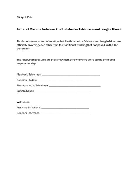 Divorce Letter Pdf