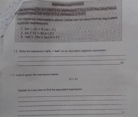 Solved Equivalent expressions wwo expressions are said to be | Chegg.com
