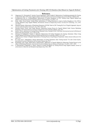 “Optimization of Cutting Parameters for Turning AISI 316 Stainless ...