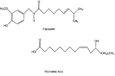 Chemical Structure Of Capsaicin Top And Ricinoleic Acid Bottom