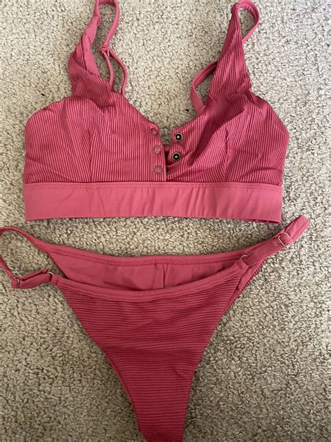 Beach Babe Pink Bikini With Button Top Gem
