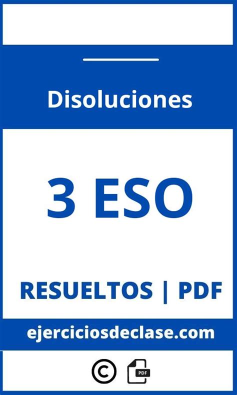 Ejercicios De Disoluciones 3o Eso Pdf