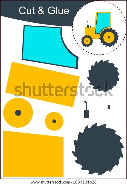 Cut Paste Worksheet Tractor Stock Vector Royalty Free 1033101628 Shutterstock
