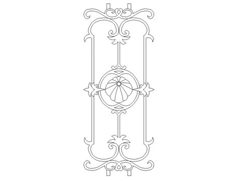 Leaf And Floral Pattern Railing Block Cad Drawing Details Dwg File