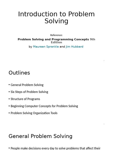 02 Introduction To Problem Solving Pdf Algorithms Variable