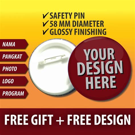 Button Badge Custom 58mm With Safepin For Any Event Free Design