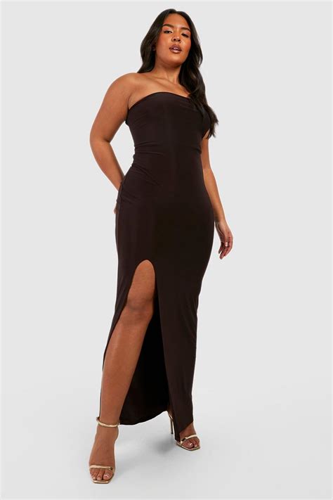 Plus Slinky Bandeau Slinky Maxi Dress Boohoo Uk