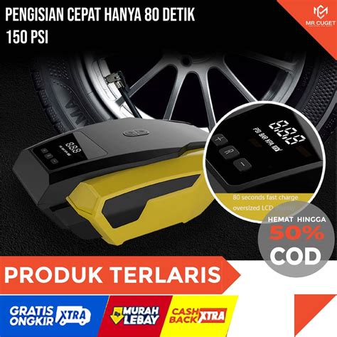 Jual Cod Kompresor Udara Angin Mobil Portabel Pompa Inflasi Ban Digital Dengan Senter Lampu