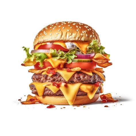Premium Photo Burger With Flying Elements Delicious Burger With