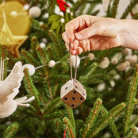 Artisanal Hand Casted Silver Metal In Pewter Finish Dice Ornament