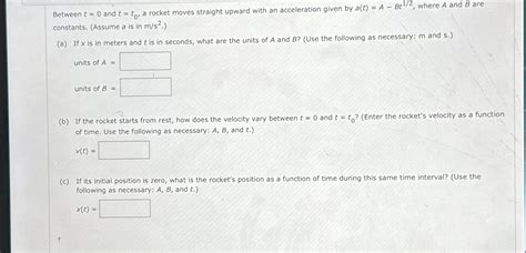 Solved Between T0 ﻿and Tt0 ﻿a Rocket Moves Straight