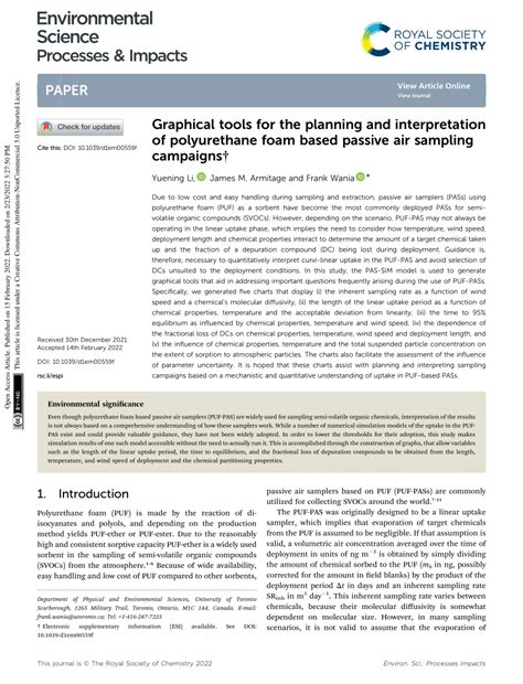 Pdf Graphical Tools For The Planning And Interpretation Of Polyurethane Foam Based Passive Air