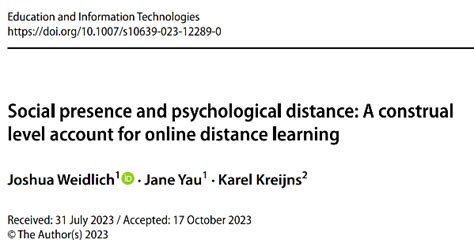 New Pub Social Presence And Psychological Distance Edutec Science