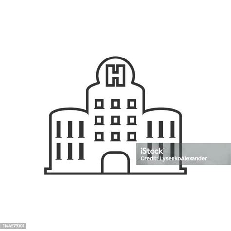 醫院建築圖示在平面風格醫務室向量例證在白色被隔絕的背景醫療救護車的經營理念向量圖形及更多人圖片 人 健保和醫療 十字形 形狀