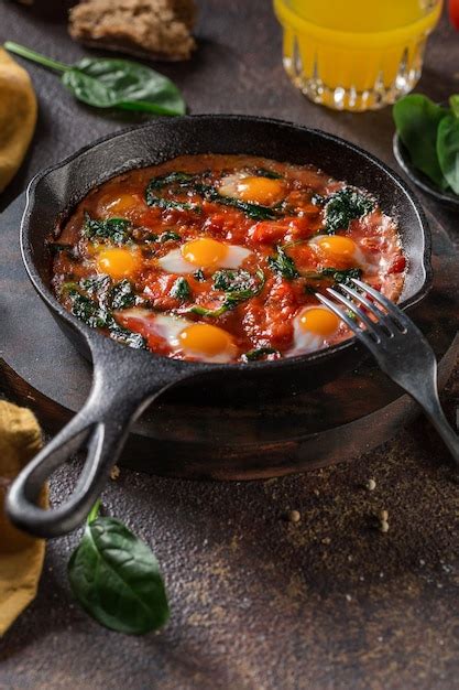 Premium Photo Tasty And Healthy Shakshuka In A Frying Pan Eggs