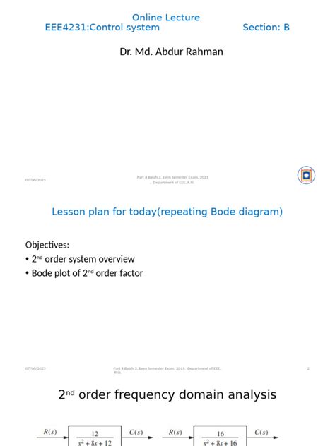 Abr Online Lecture 6 Bode Plot 2nd Order Pdf Damping Signal