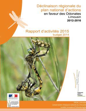 Remplissable En Ligne Plan National D Actions OdonatesPlan National D