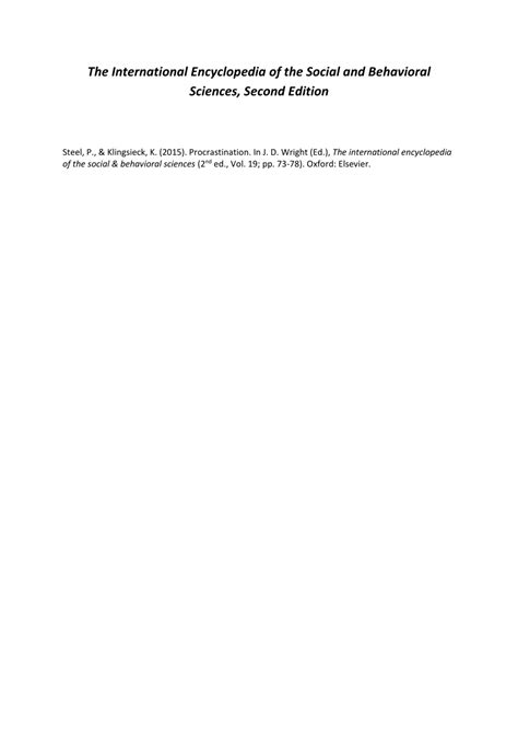 Pdf Procrastination