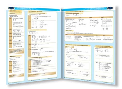 Differential Equations Chart 4 Page Laminated Quick Reference Guide