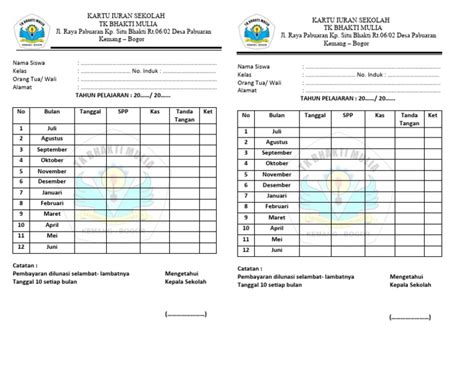 Desain Kartu Spp Tk Pdf